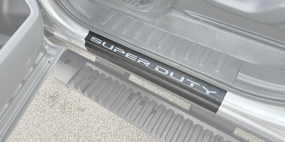 Door Sill Protection Overlays (Textured) Fits 2023-2026 Ford Super Dut ...